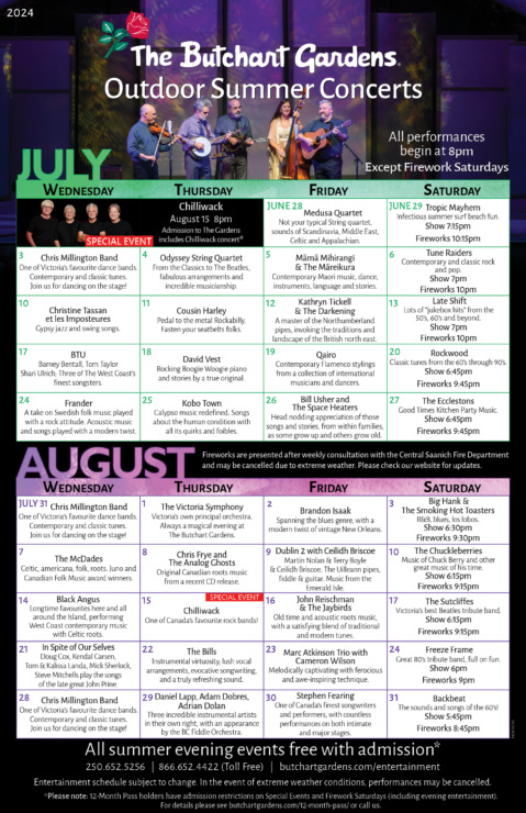 Summer Entertainment Calendar - The Butchart Gardens
