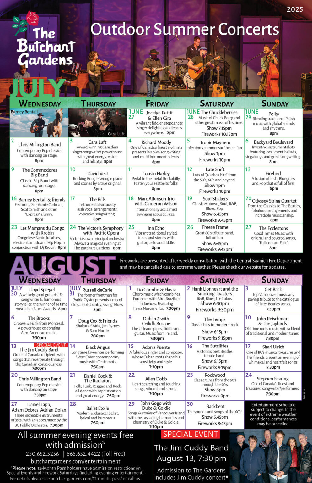 Summer Entertainment Calendar - The Butchart Gardens